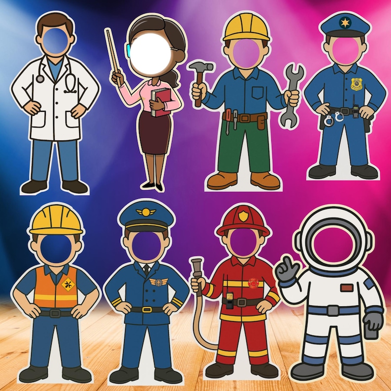 Career Day Photo Booth Props: 8 Professions Standee Cutouts (digital ...