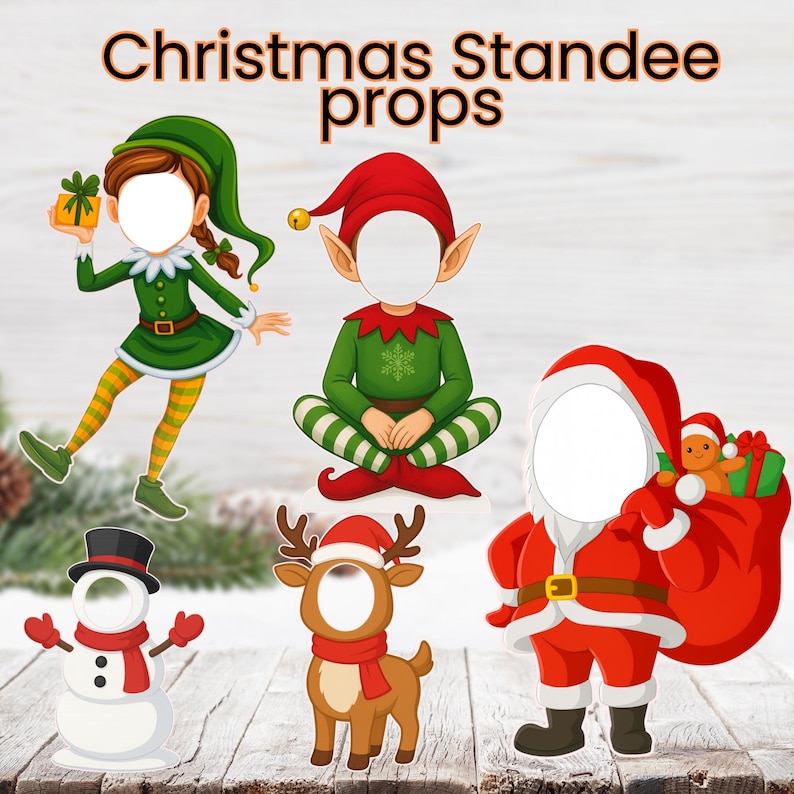 Christmas Photo Booth Props | Holiday Standee Cutouts (digital Download ...