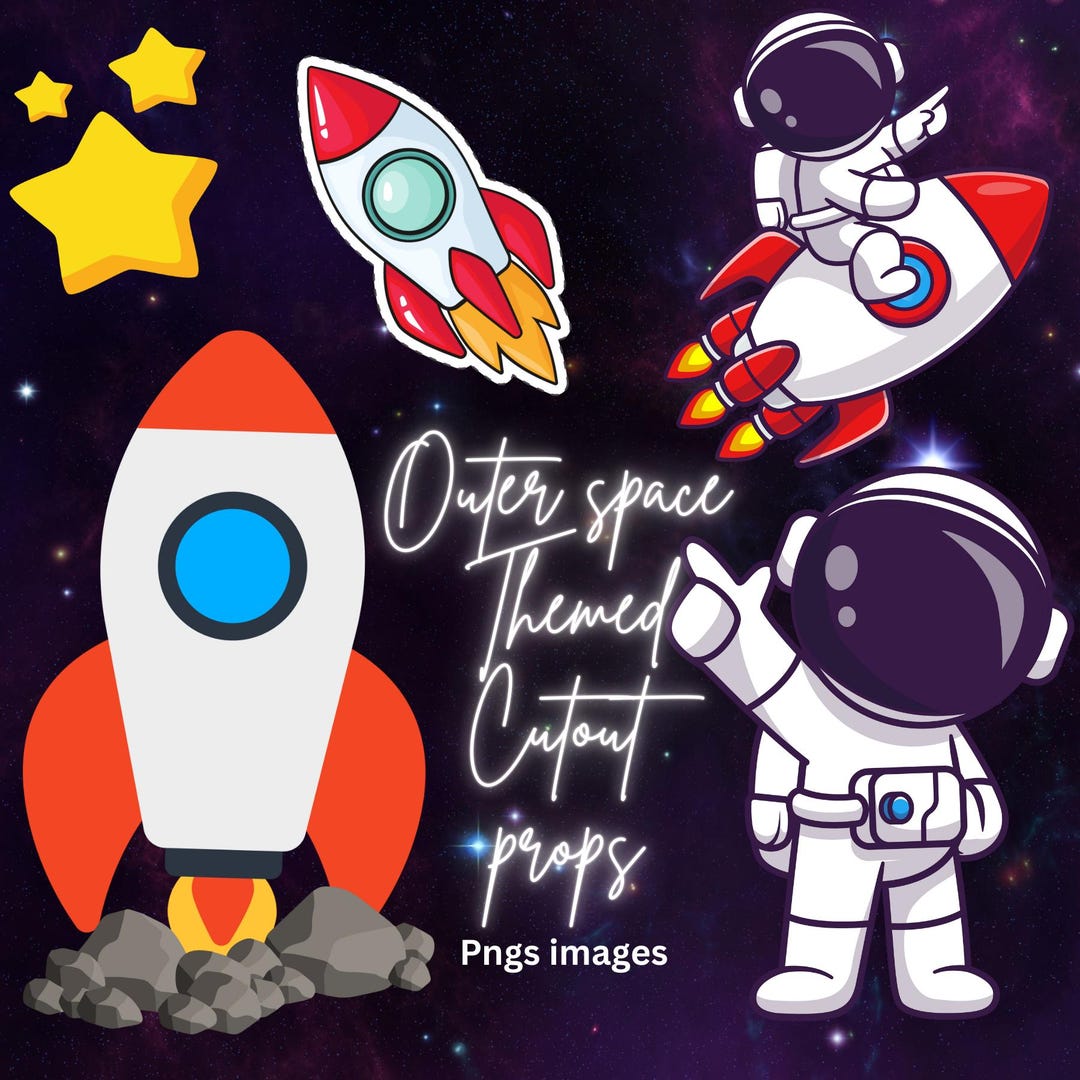 Space Photo Booth Props: Astronaut & Rocket Cutouts (digital Download ...