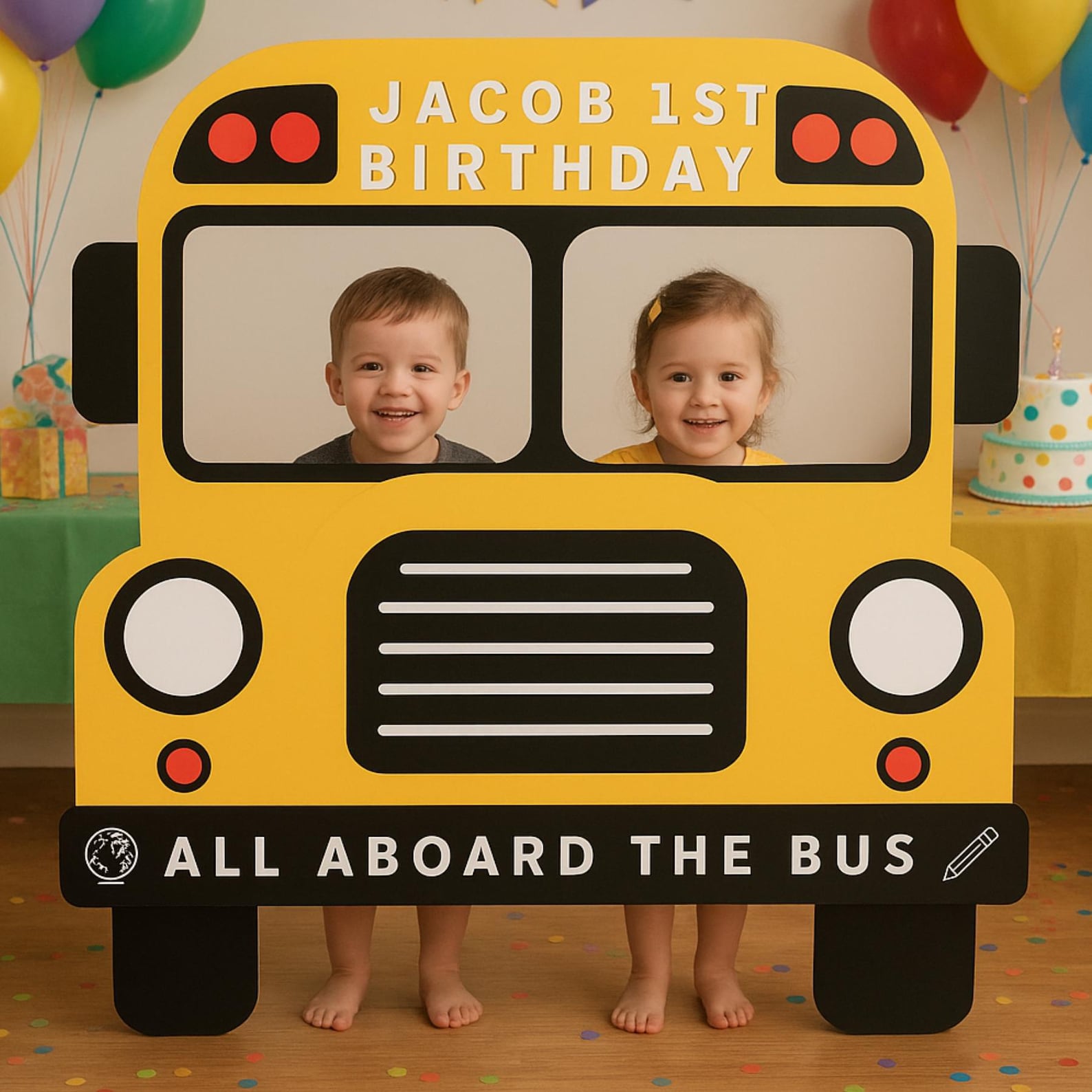 School Bus Birthday Photo Booth Prop: Custom Kids Party Decoration - Etsy