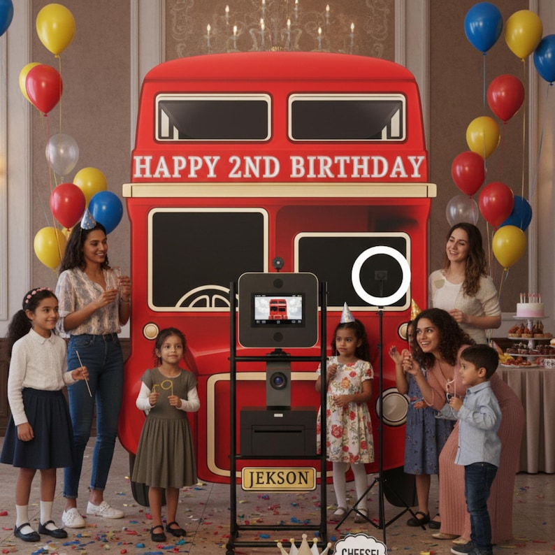Personalized Double Decker Bus Birthday Photo Booth Prop (digital ...