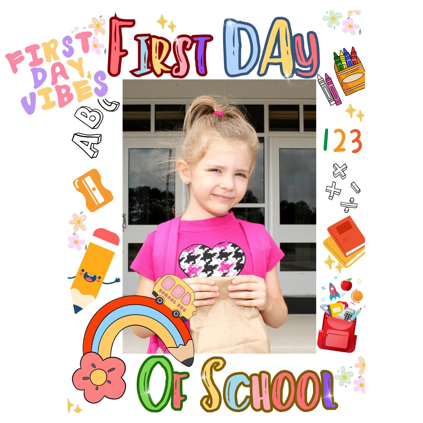 First Day of School Photo Booth Frame: Chalkboard Sign (digital ...