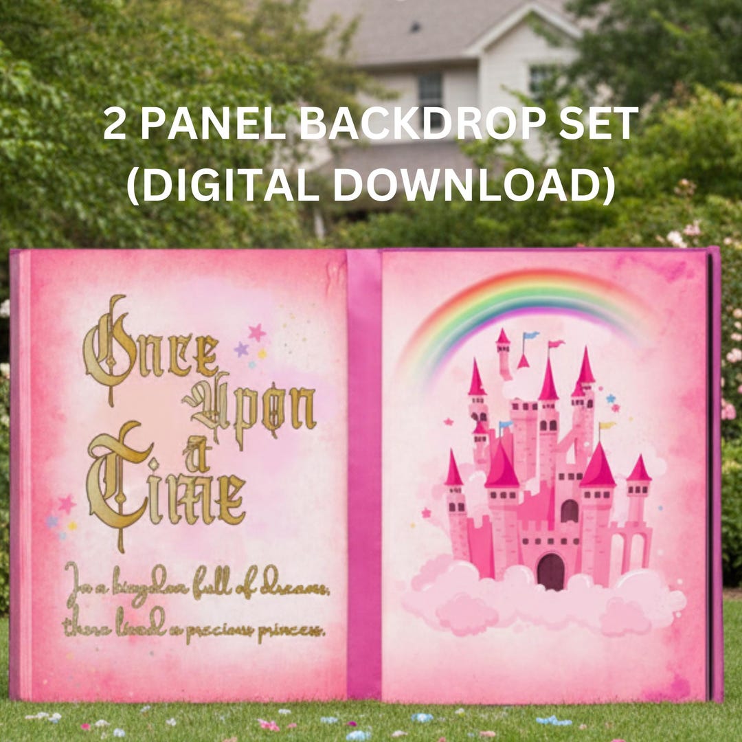 Princess Castle Backdrop Set, Pink Storybook, 2 Panel Fairy Tale (PDF ...