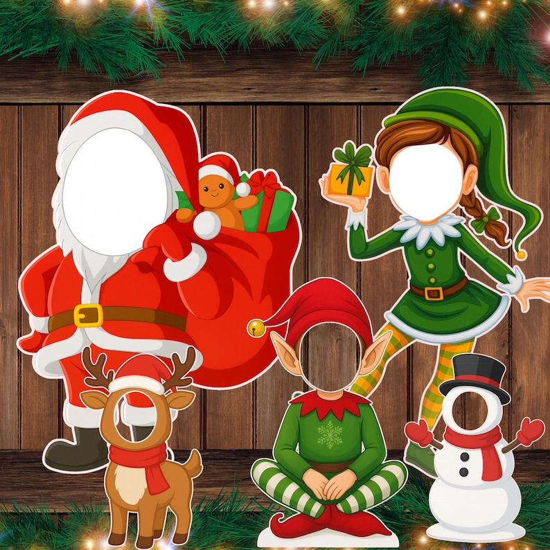 Christmas Photo Booth Props | Holiday Standee Cutouts (digital Download ...