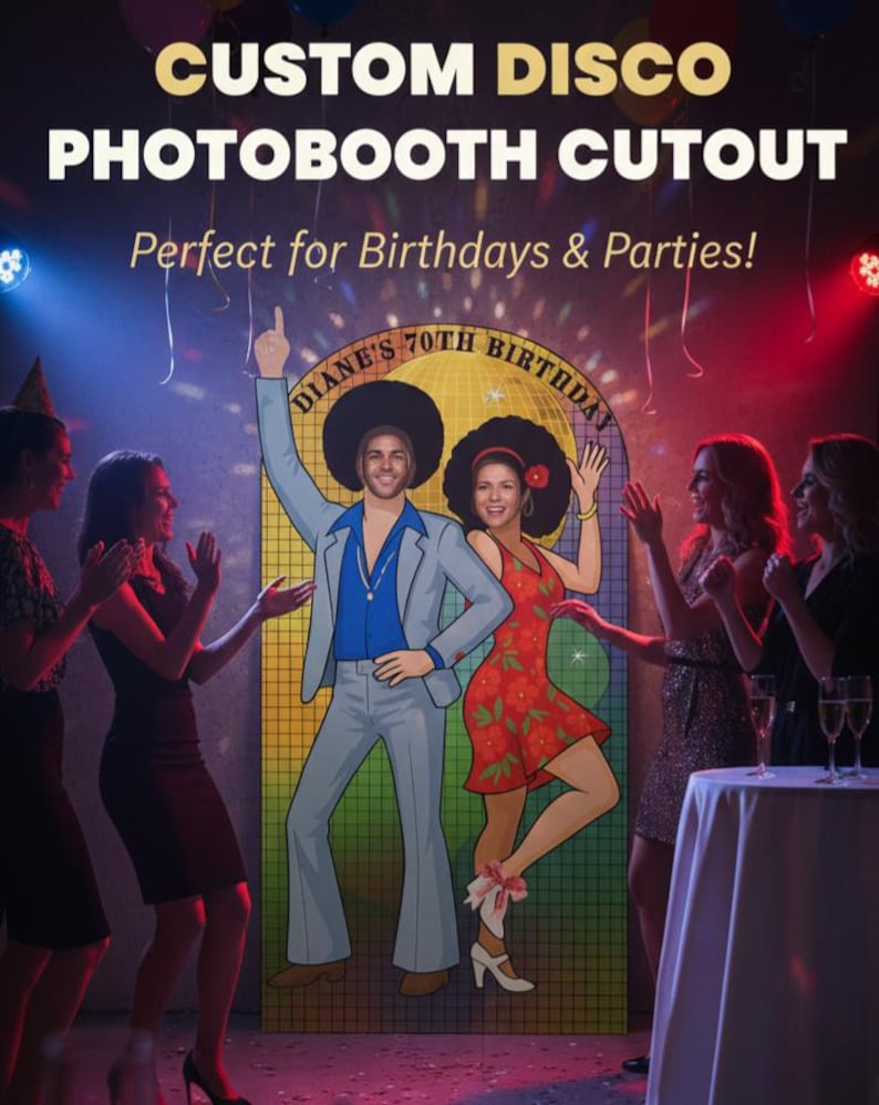 Custom 70s Disco Photo Booth Cutout | Personalized Party Backdrop ...