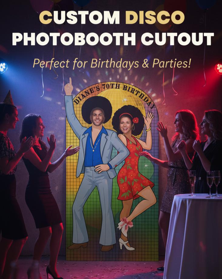 Custom 70s Disco Photo Booth Cutout | Personalized Party Backdrop ...