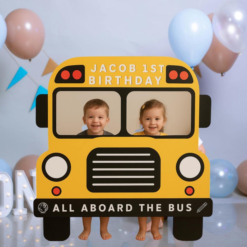 School Bus Birthday Photo Booth Prop: Custom Kids Party Decoration - Etsy