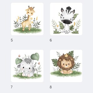 Watercolor Safari Animals Clipart: Jungle Baby Shower PNG (digital ...