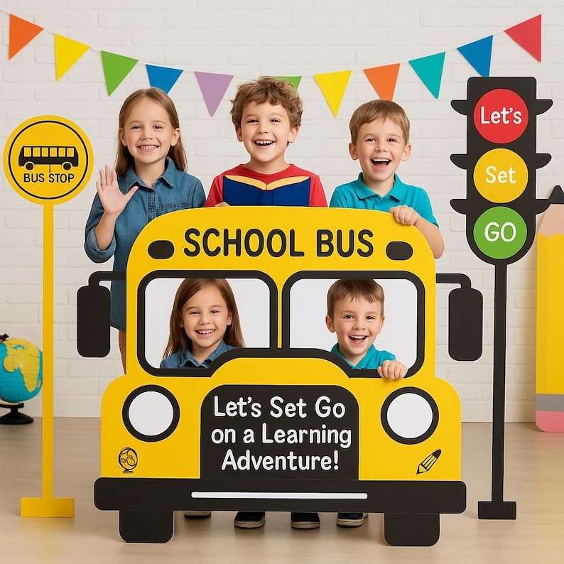 School Bus Photo Booth Prop: First Day of School Party (digital ...