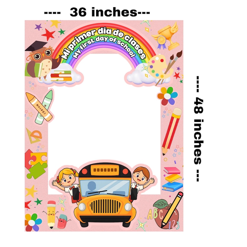 First Day of School Photo Booth Frame: Bilingual Printable PNG - Etsy