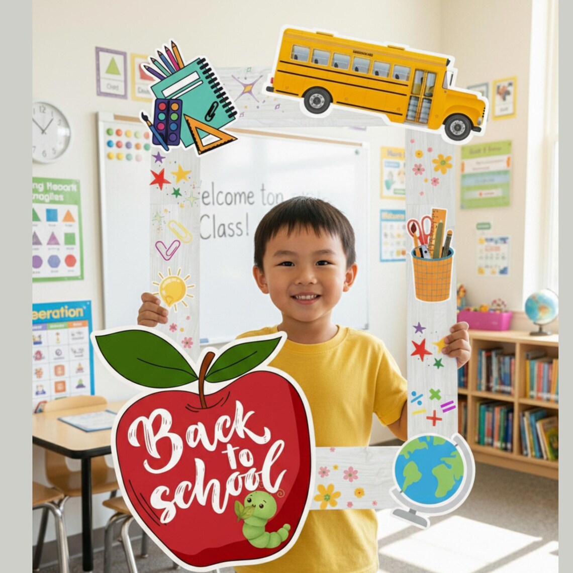 Back to School Photo Booth Frame | Printable PNG & PDF - Etsy