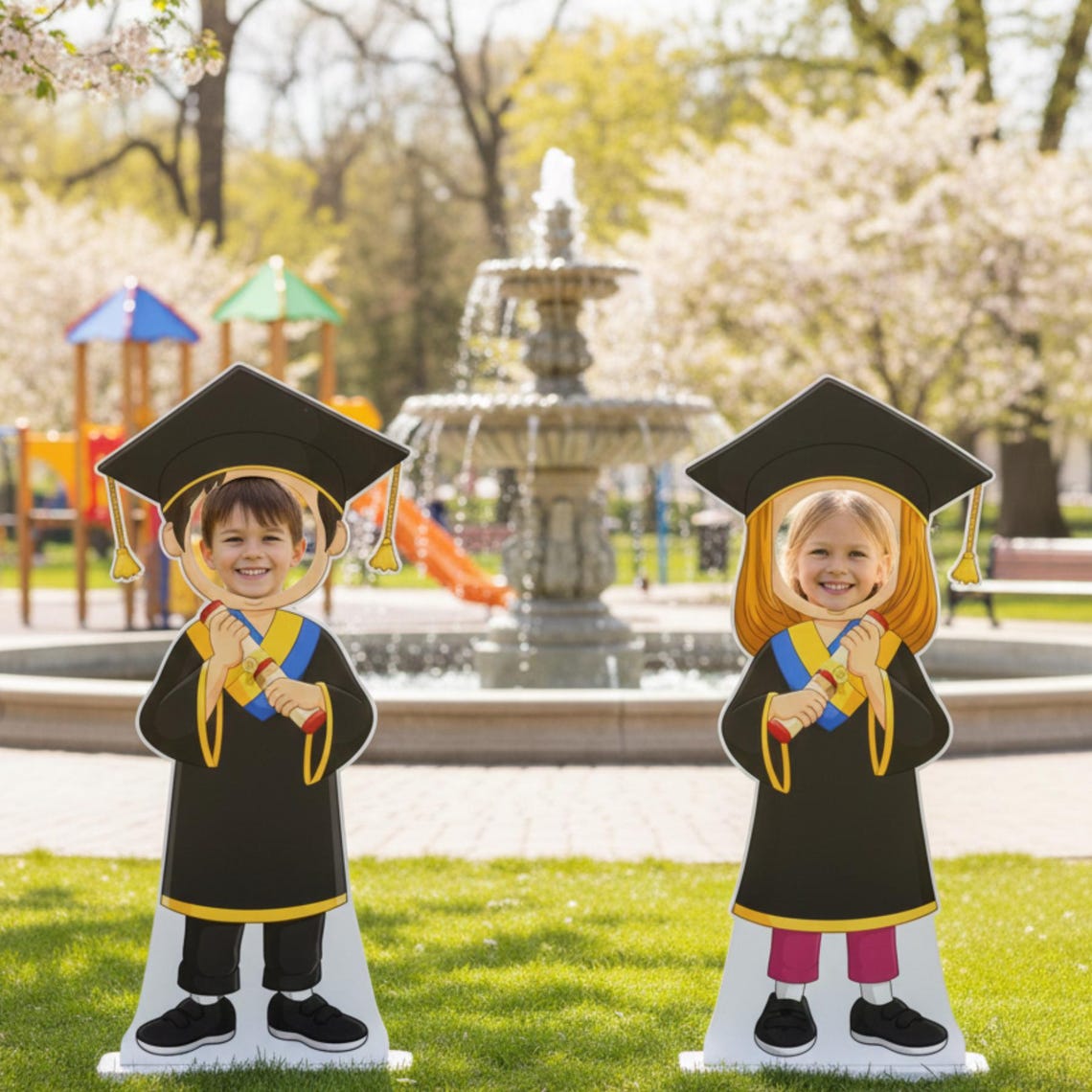 Graduation Kids Face Cutout Standee Props | Boy & Girl Graduate Photo ...