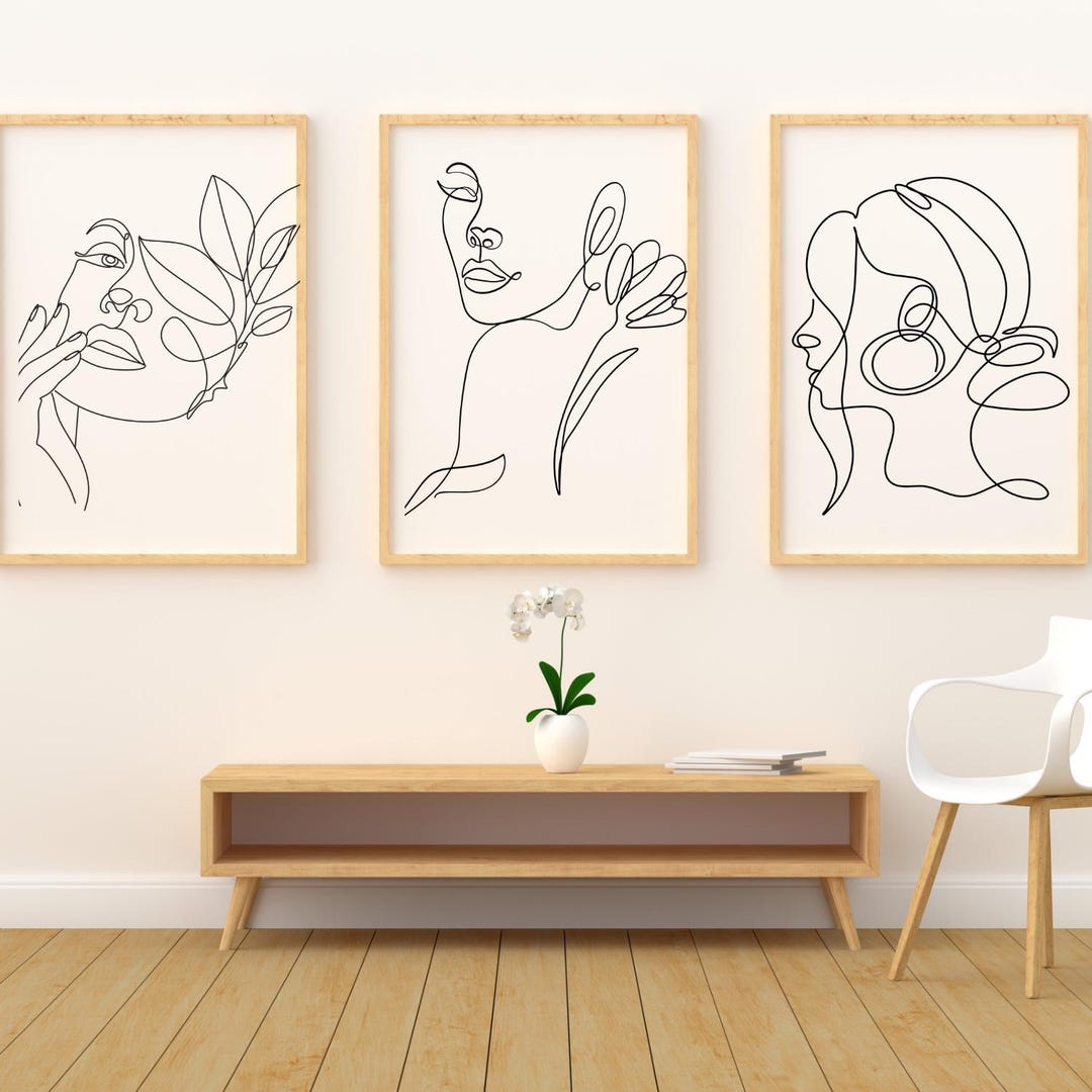 Minimalist Line Art Collection – Set of 7 Abstract Woman & Floral Face ...