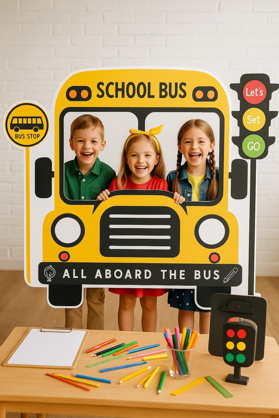 School Bus Photo Booth Prop: First Day of School Party (digital ...