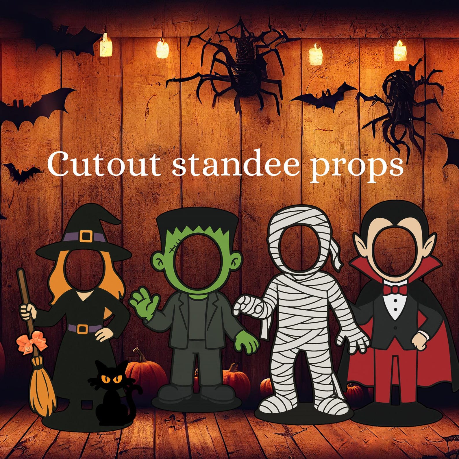 Halloween Photo Booth Props: Witch, Frankenstein, Mummy, Vampire ...