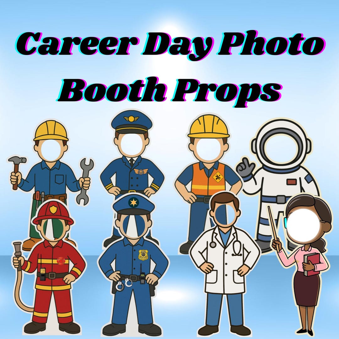 Career Day Photo Booth Props: 8 Professions Standee Cutouts (digital ...