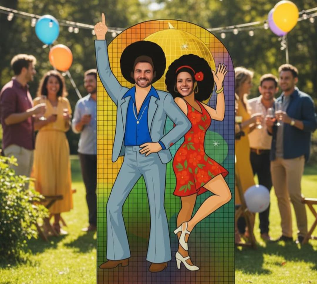 Retro Disco Photo Booth Prop: 70s Party Cutout Frame (digital Download ...
