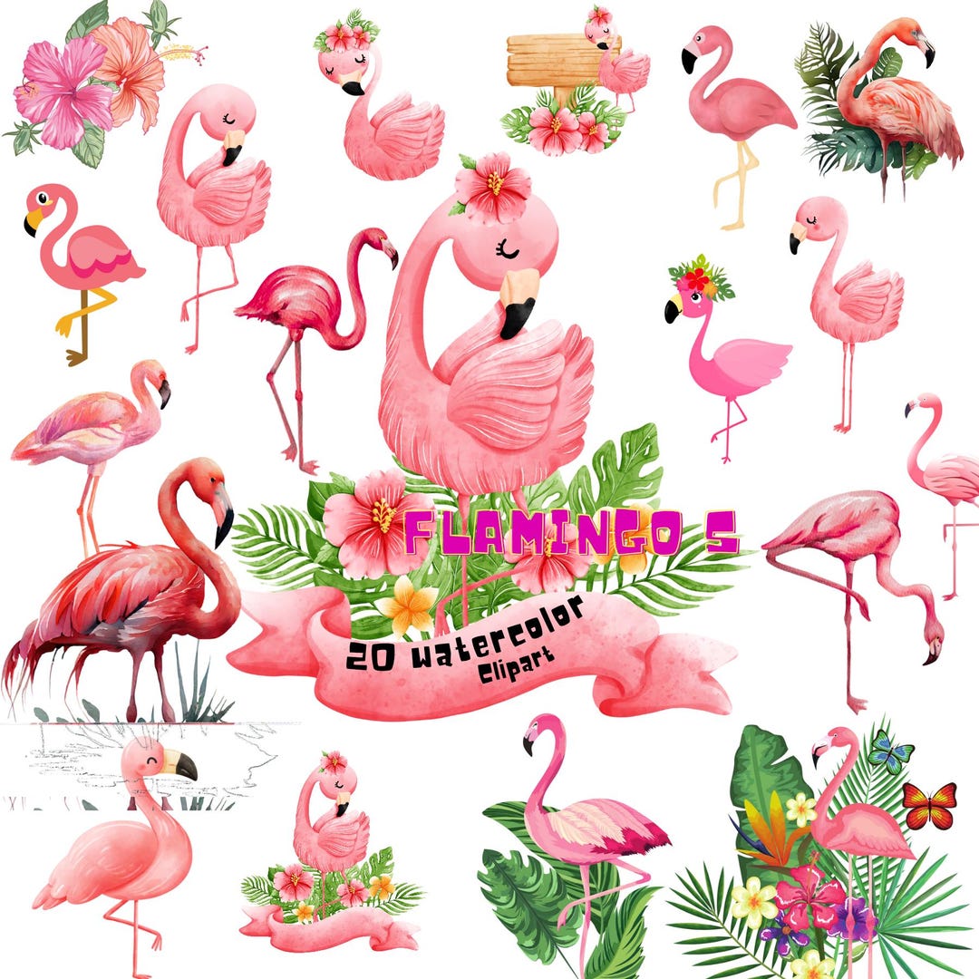 Flamingo Png Clipart, 20 Pink Tropical Flamingo Clipart, Tropical ...