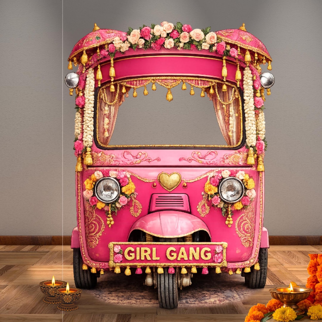 Pink Tuk Tuk Photo Booth Prop | Indian Wedding, Mehndi Decor (PNG & PDF ...