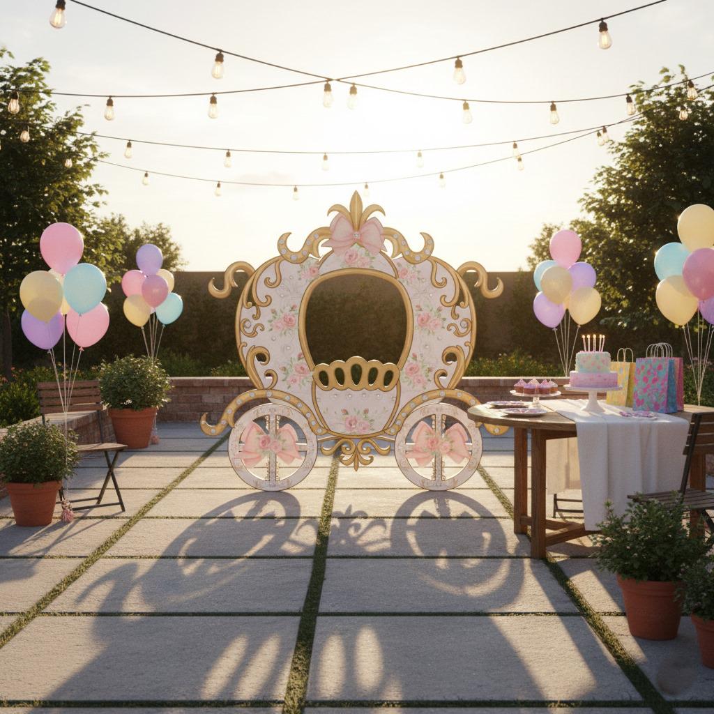 Princess Carriage Photo Booth Frame | Floral Party Backdrop (digital ...