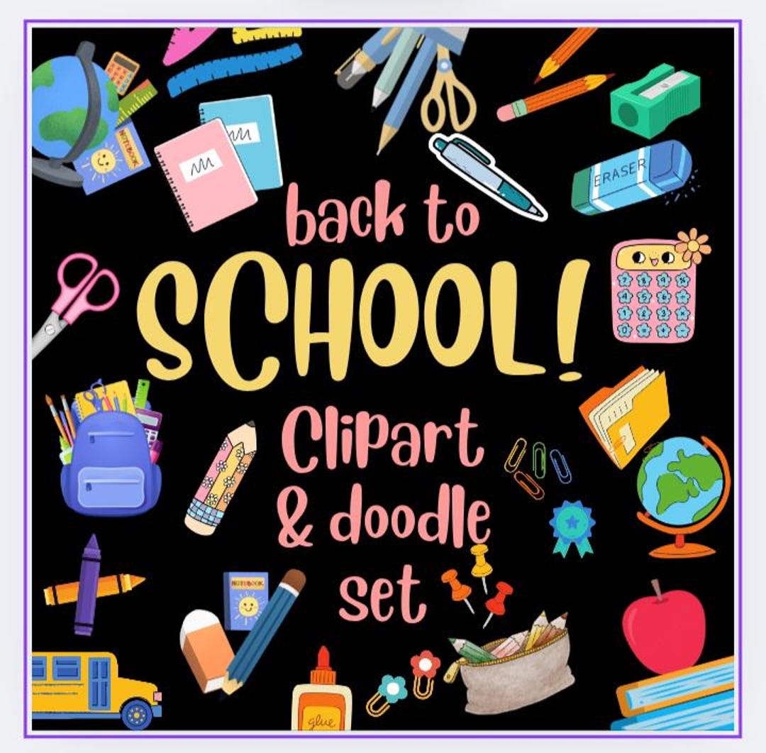 Back to School Printable Pastel School Supplies Clipart Cute Png School ...