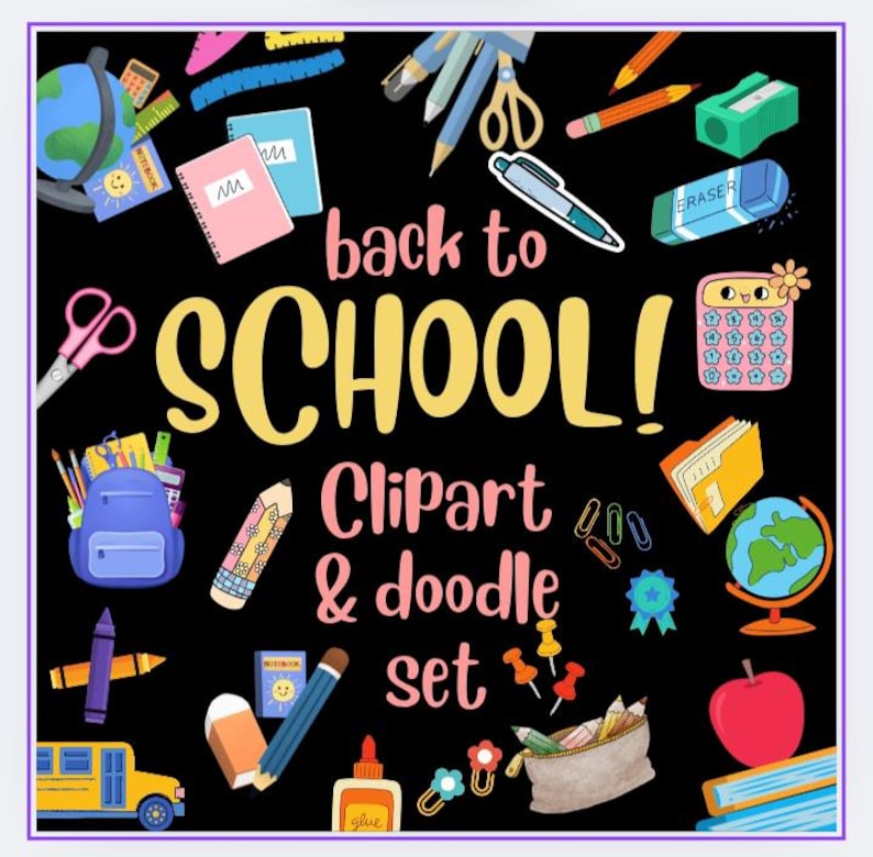 Back to School Clipart: Pastel School Supplies PNG (digital Download ...