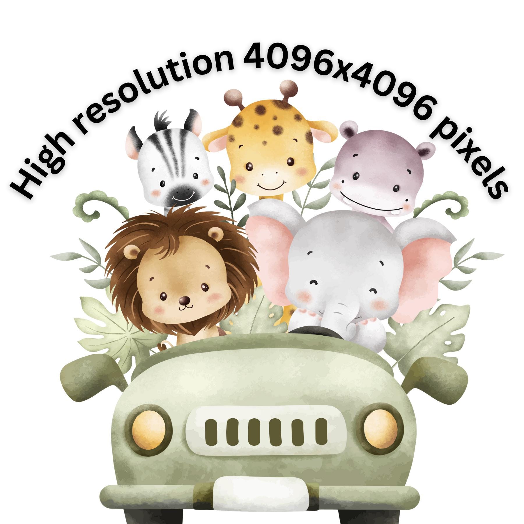 Watercolor Safari Animals Clipart: Jungle Baby Shower PNG (digital ...
