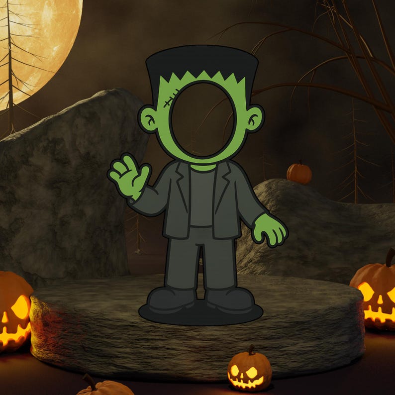 Halloween Photo Booth Props: Witch, Frankenstein, Mummy, Vampire ...