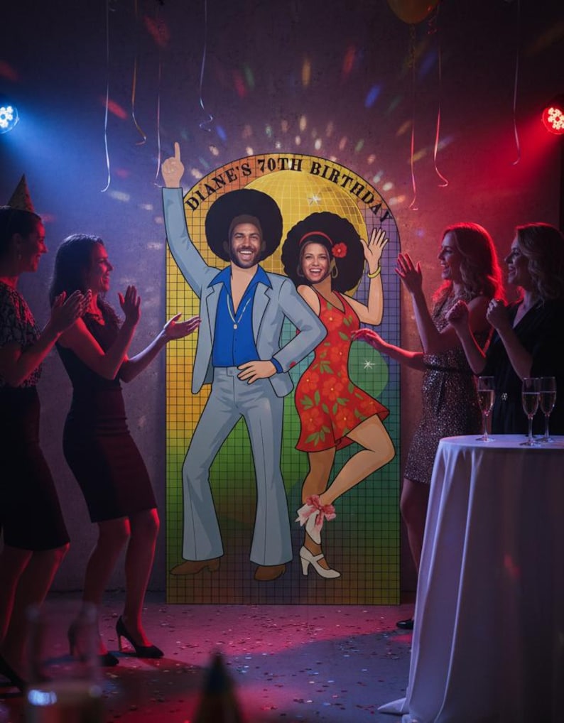 Custom 70s Disco Photo Booth Cutout | Personalized Party Backdrop ...