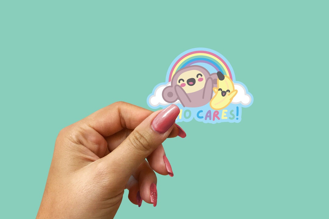 Who Cares Rainbow Sticker, Monkey Sticker, Laptop Sticker, Stationary ...