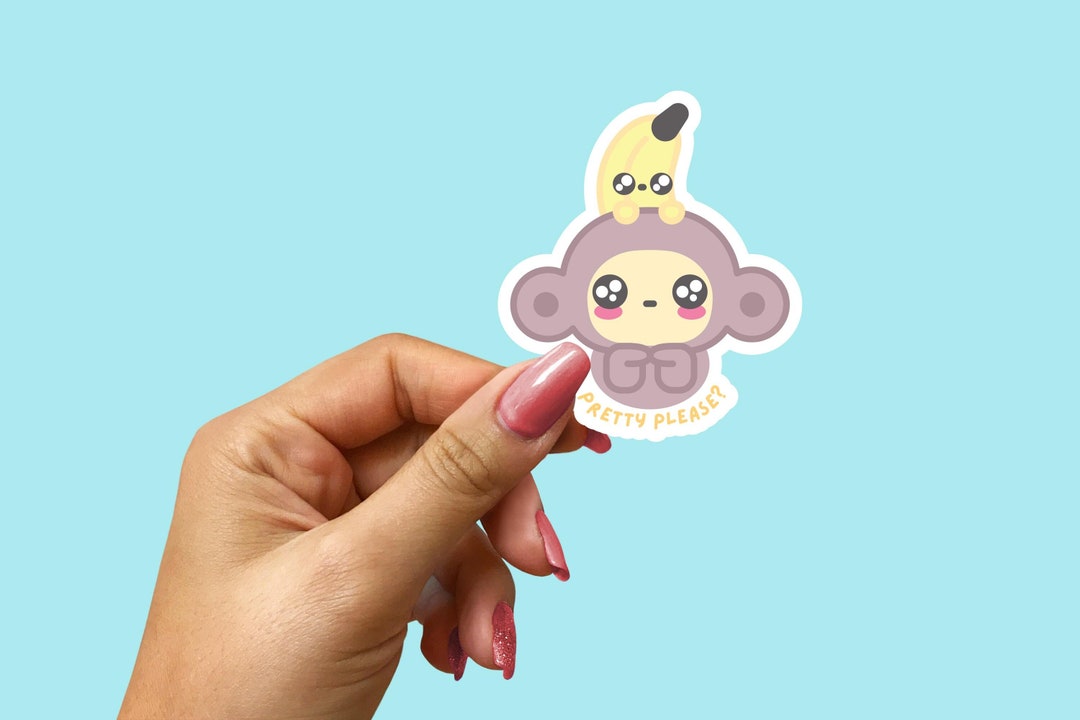 Pretty Please Sticker, Monkey Sticker, Laptop Sticker, Stationary ...