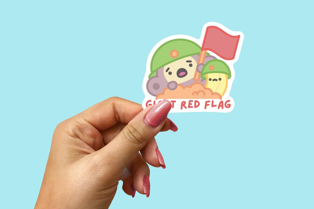 Giant Red Flag Sticker, Monkey Sticker, Laptop Sticker, Stationary ...