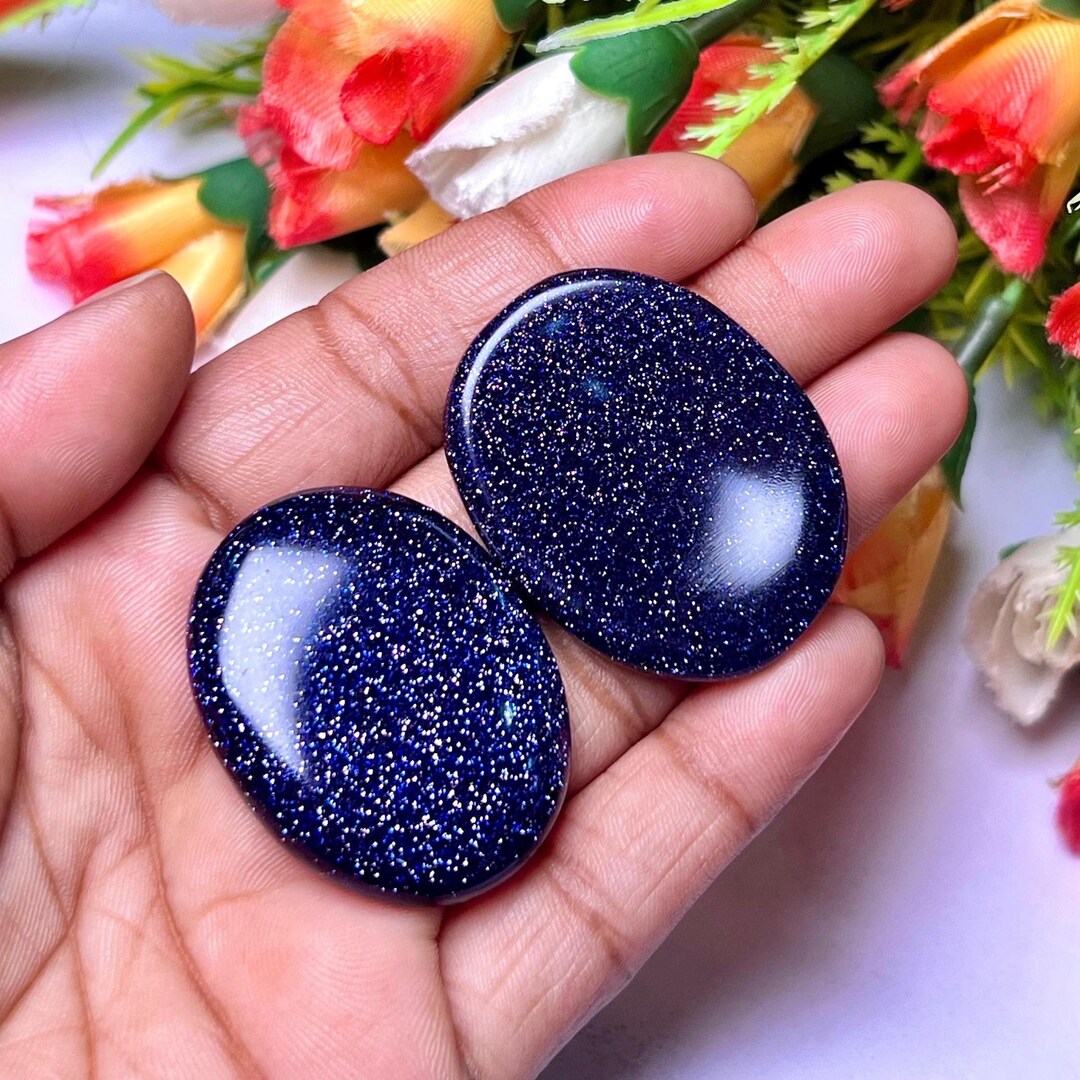 Blue Goldstone Worry Stone: Sunsitara Crystal Thumb Stone - Etsy
