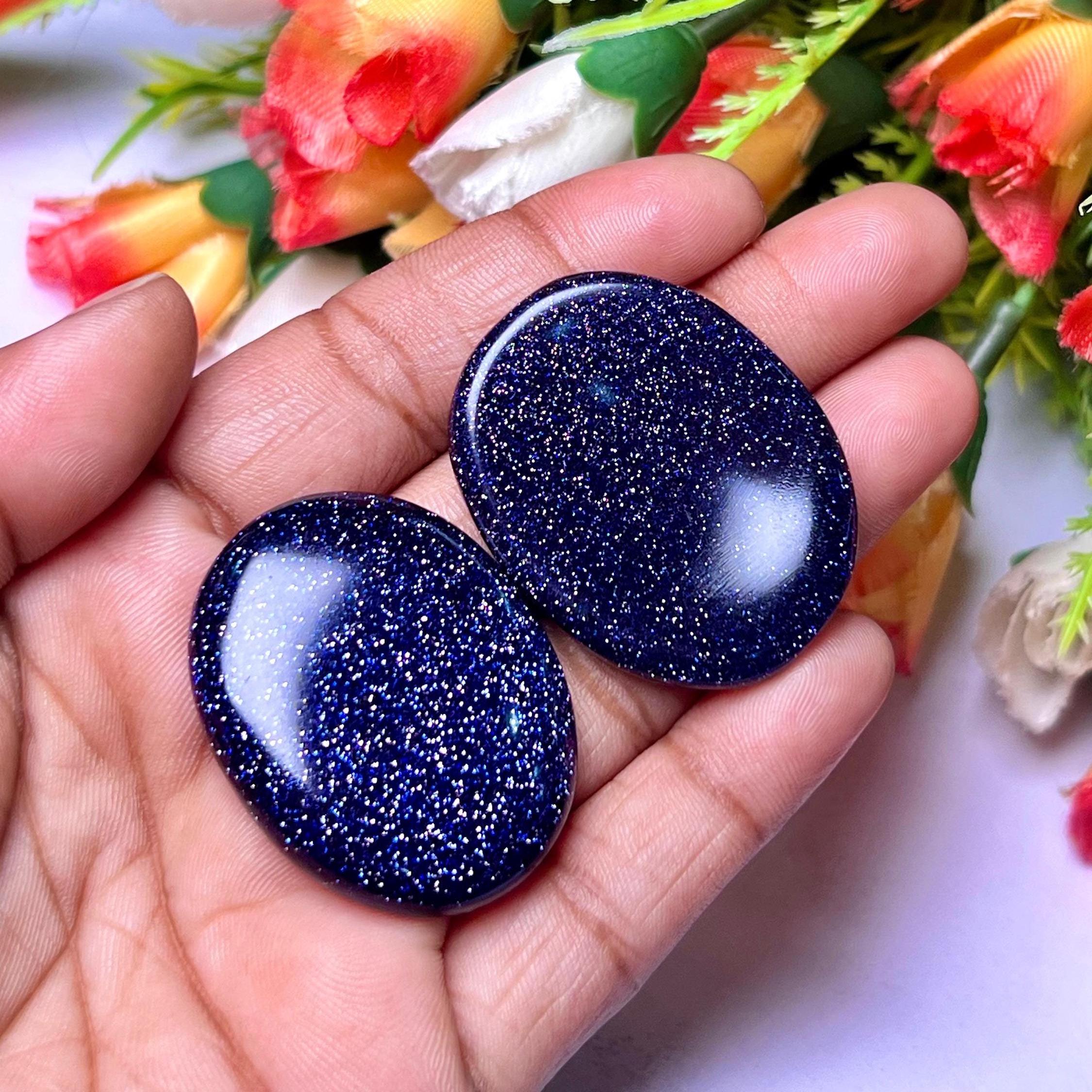 Blue Goldstone Worry Stone: Sunsitara Crystal Thumb Stone - Etsy