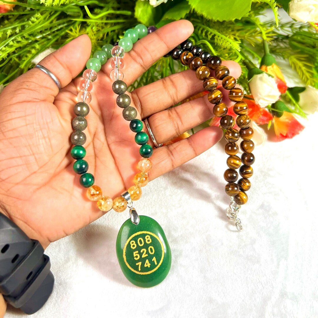 8 MM Money Wealth Stone Necklace 24 Inch - Etsy