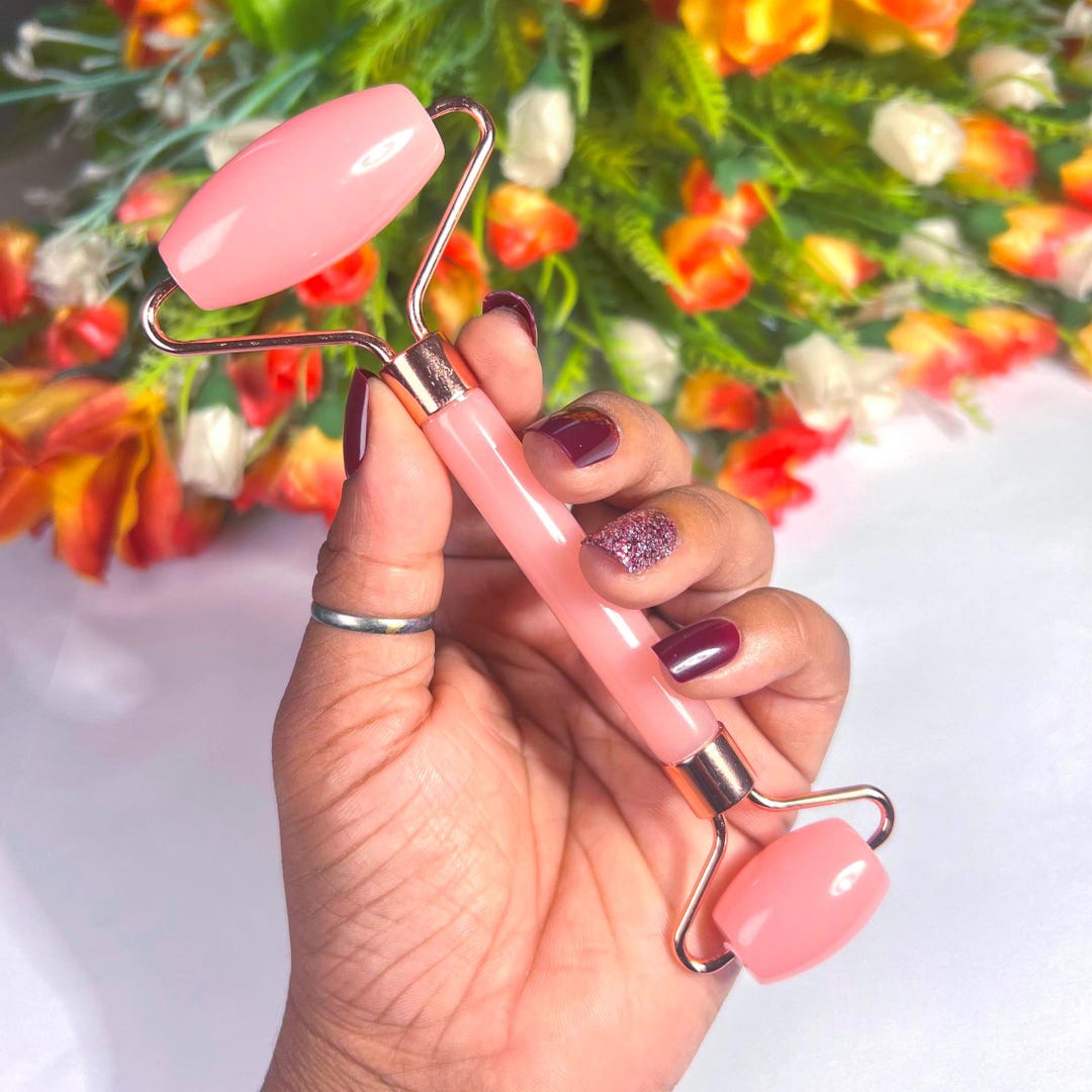 Rose Quartz Crystal Stone Face Massager Roller AAAA ++++ With Gift Box ...
