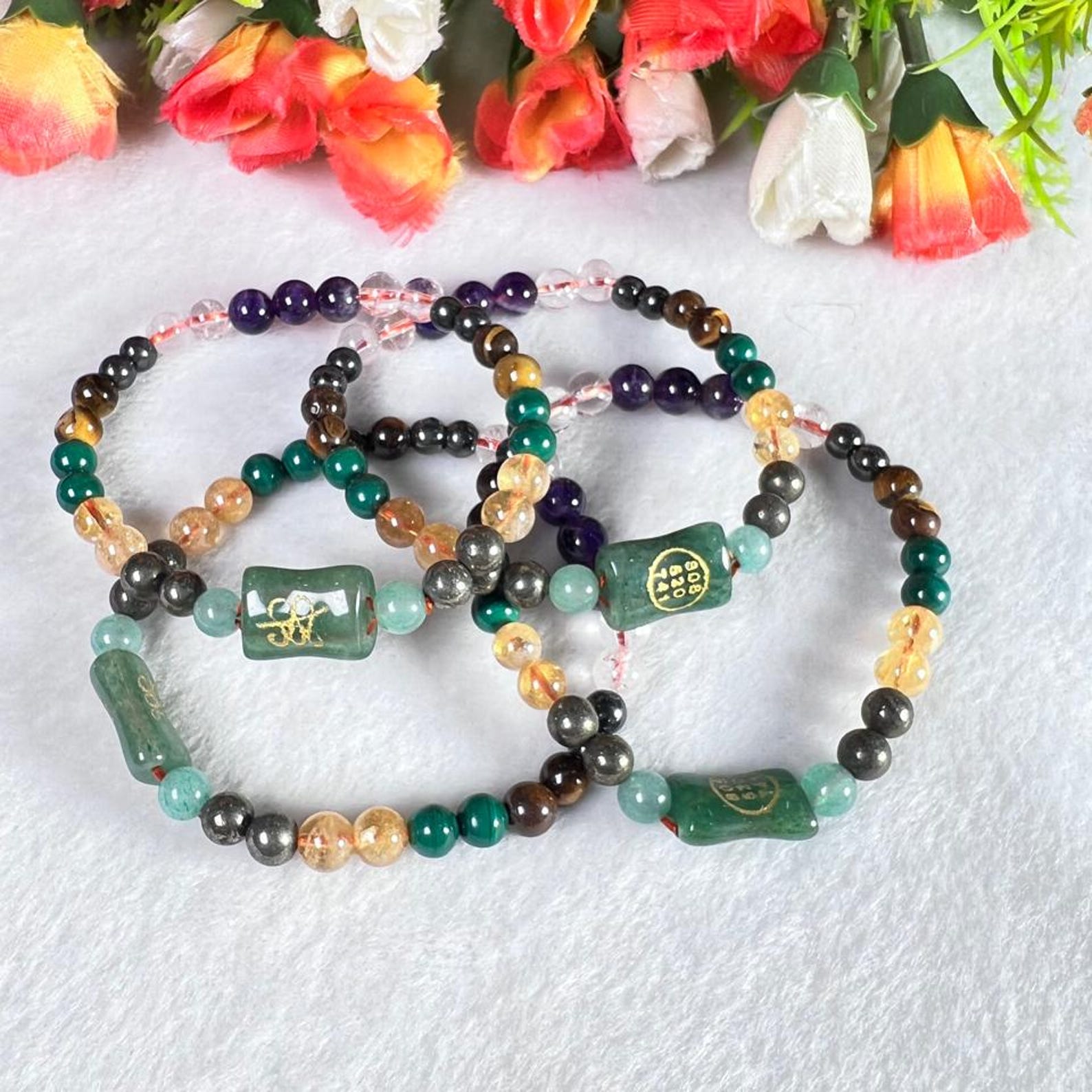 6MM Money Wealth Stone Bracelet Magnetite Amethyst Quartz Tiger's Eye ...