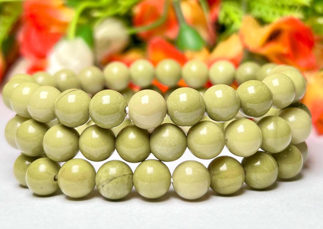 Avocado Jasper Stone Bracelet: Unisex Stretch Bracelet (8 MM) - Etsy