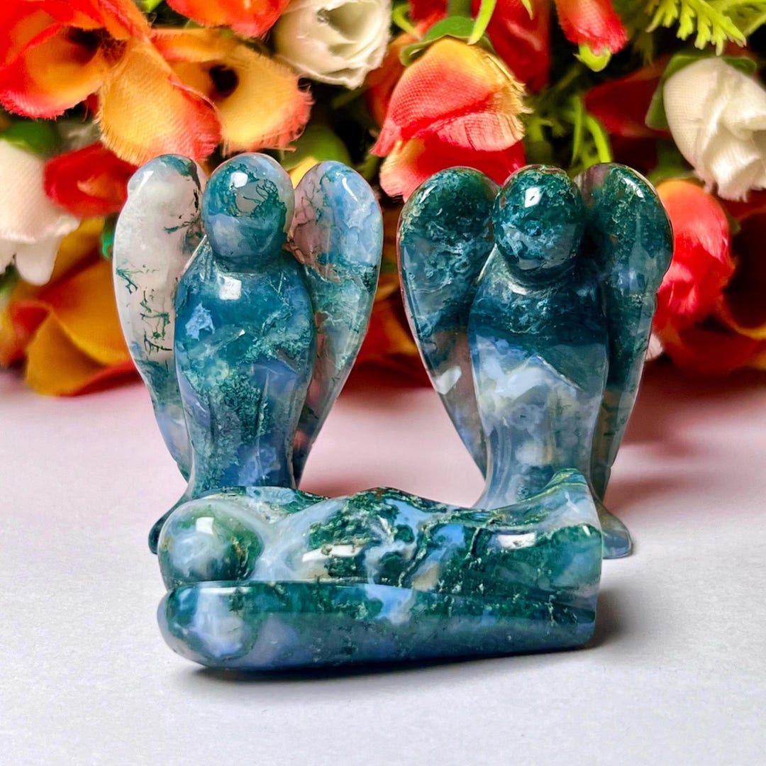 2" Angel Moss Agate Stone Guardian Angel Blessed Angelic Connection - Etsy