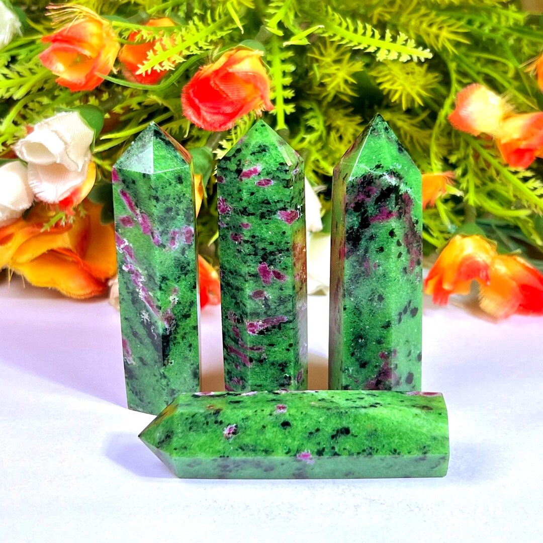 African Ruby Zoisite Stone Tower: Crystal Point Generator (3"-4") - Etsy