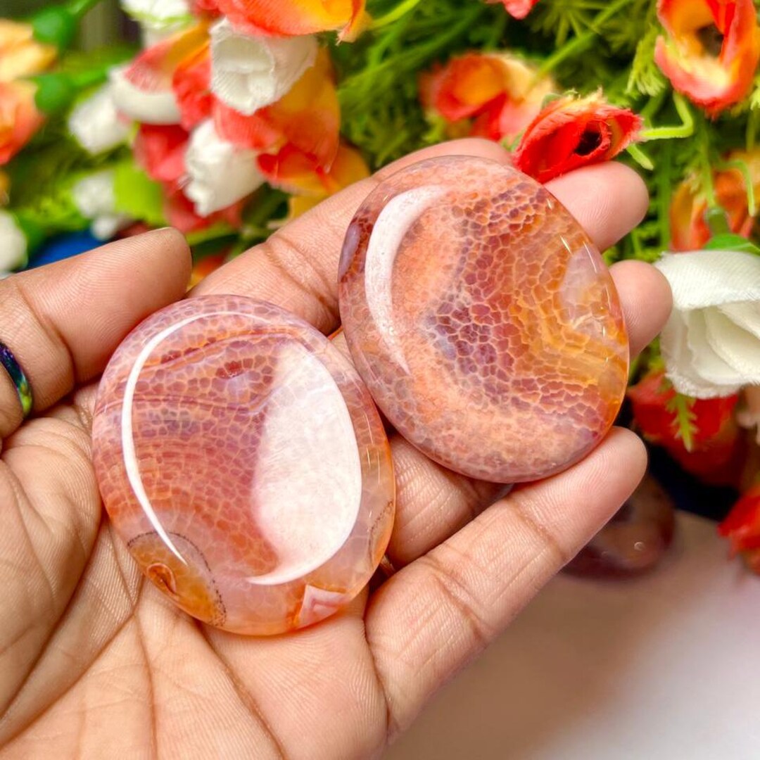 Fire Agate Stone Worry Stone Crystal Worry Stone Pocket Stone Healing ...