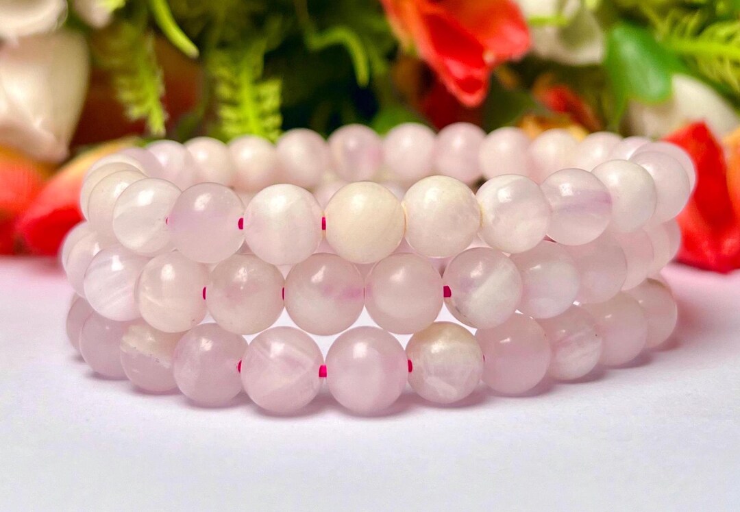 Pink Mangano Calcite Stone Bracelet (U V Light) L Stretchable Bracelet ...