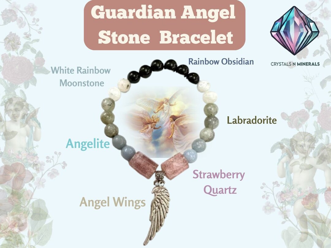 Guardian Angel Stone Rainbow Moonstone ,strawberry Quartz ,angelite ...