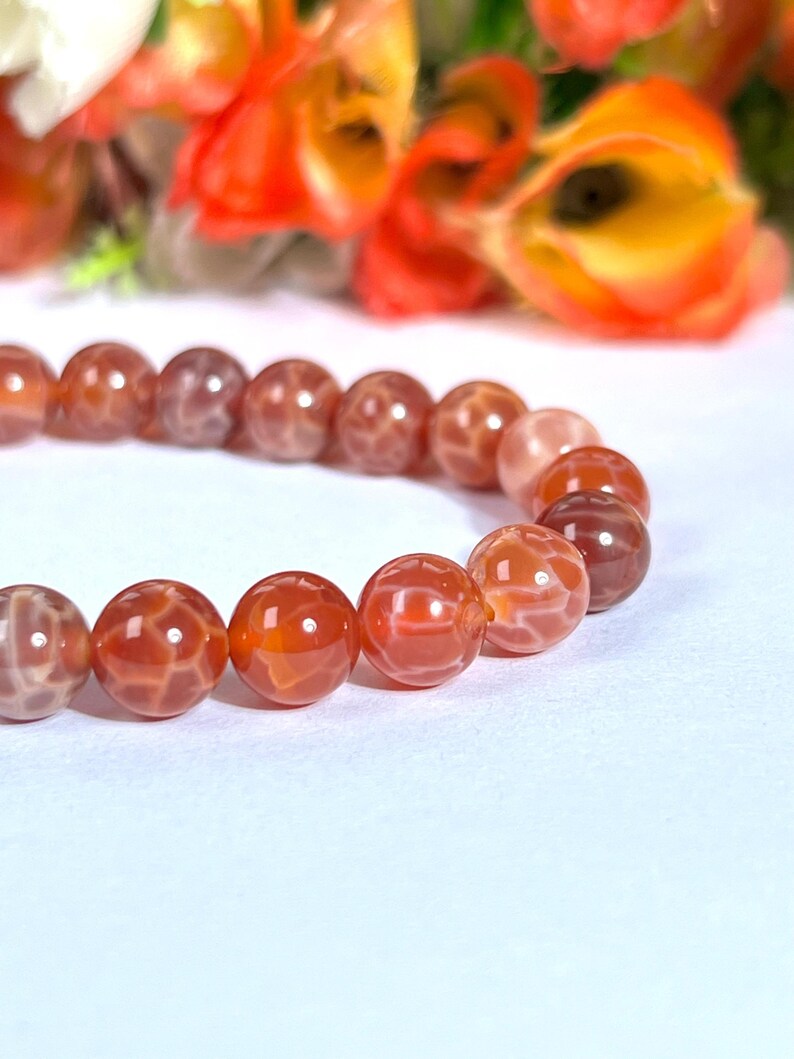 AAAAA Red Fire Agate Bracelet: Unisex Stretch Gemstone, 8MM - Etsy