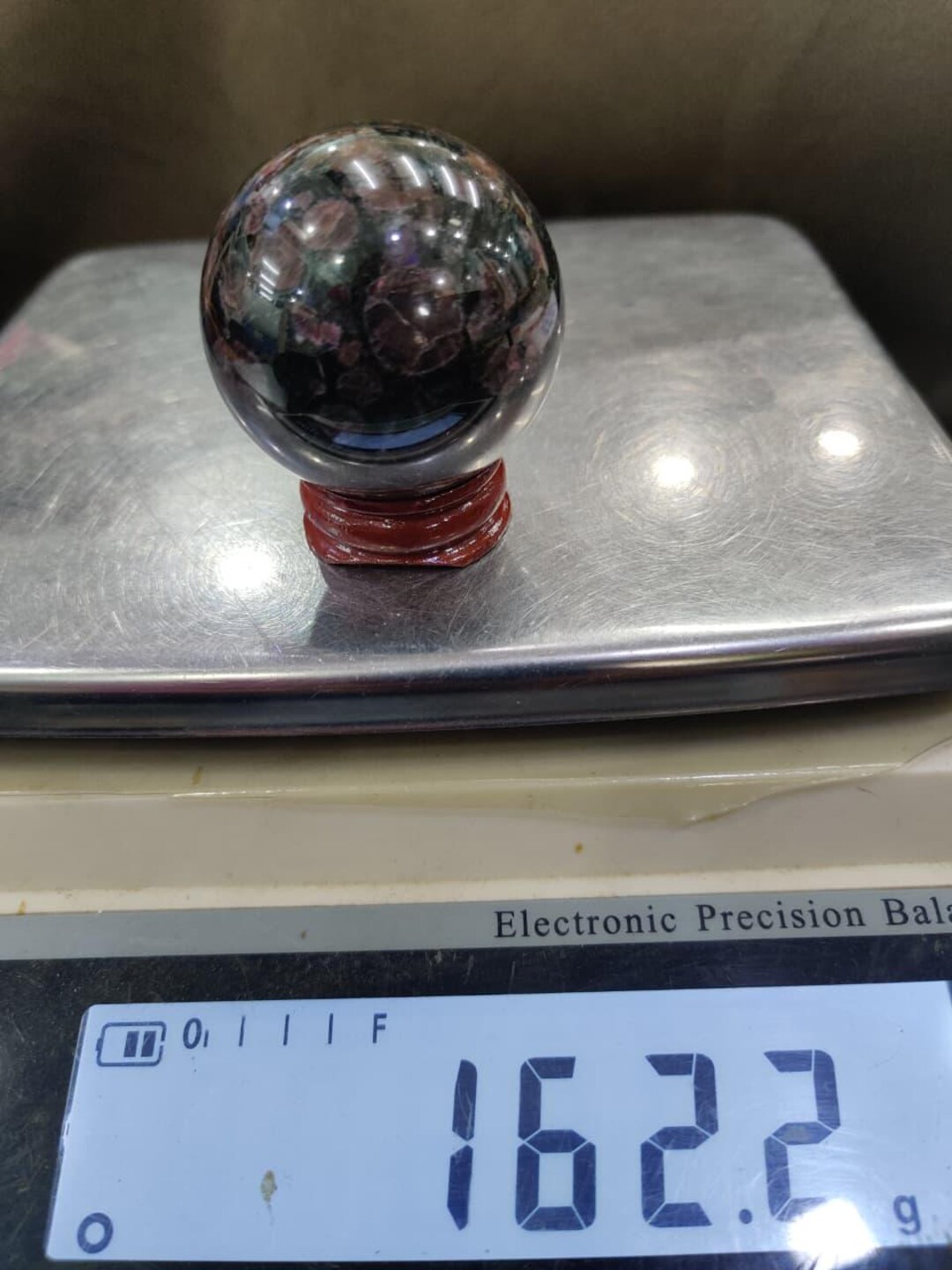 162 Gm Arfvedsonite Stone With Garnet Stone Manifestation Sphere 46MM ...