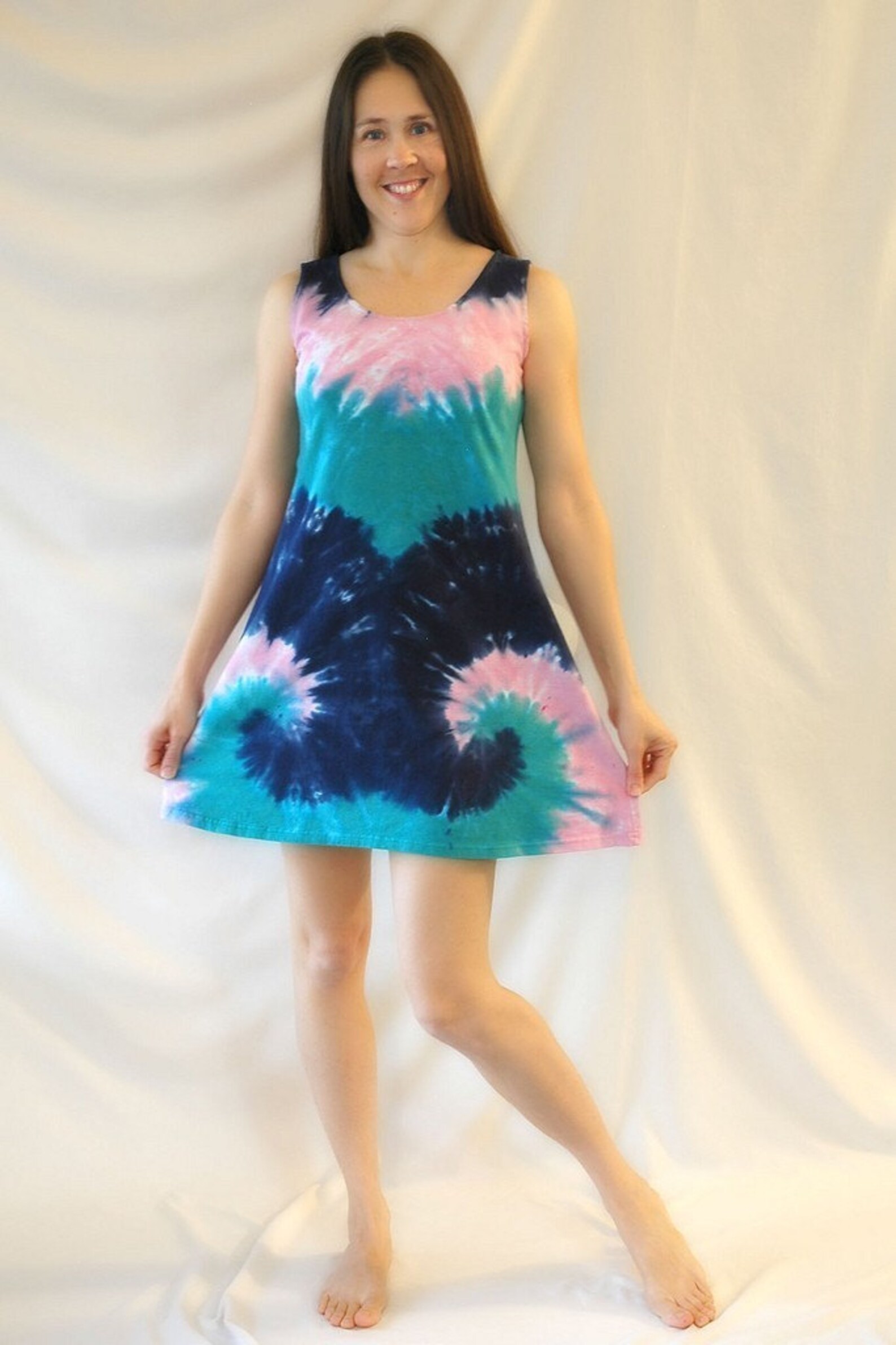 Plus Size Tie-dye Cotton Short Tank Dress | Etsy