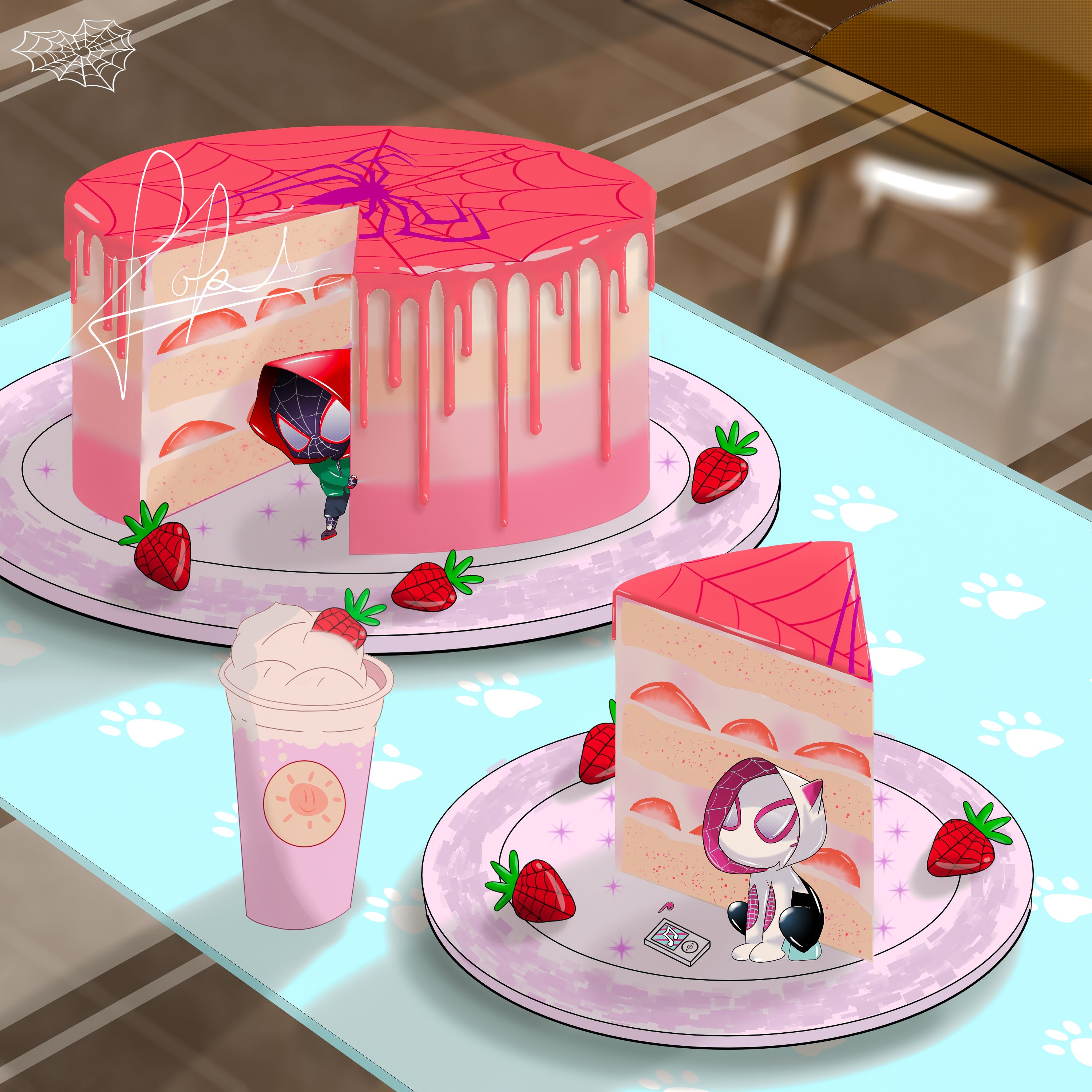 Cute Spiderman Themed Strawberry Cake Digital Prints, Art, Wallpaper ...