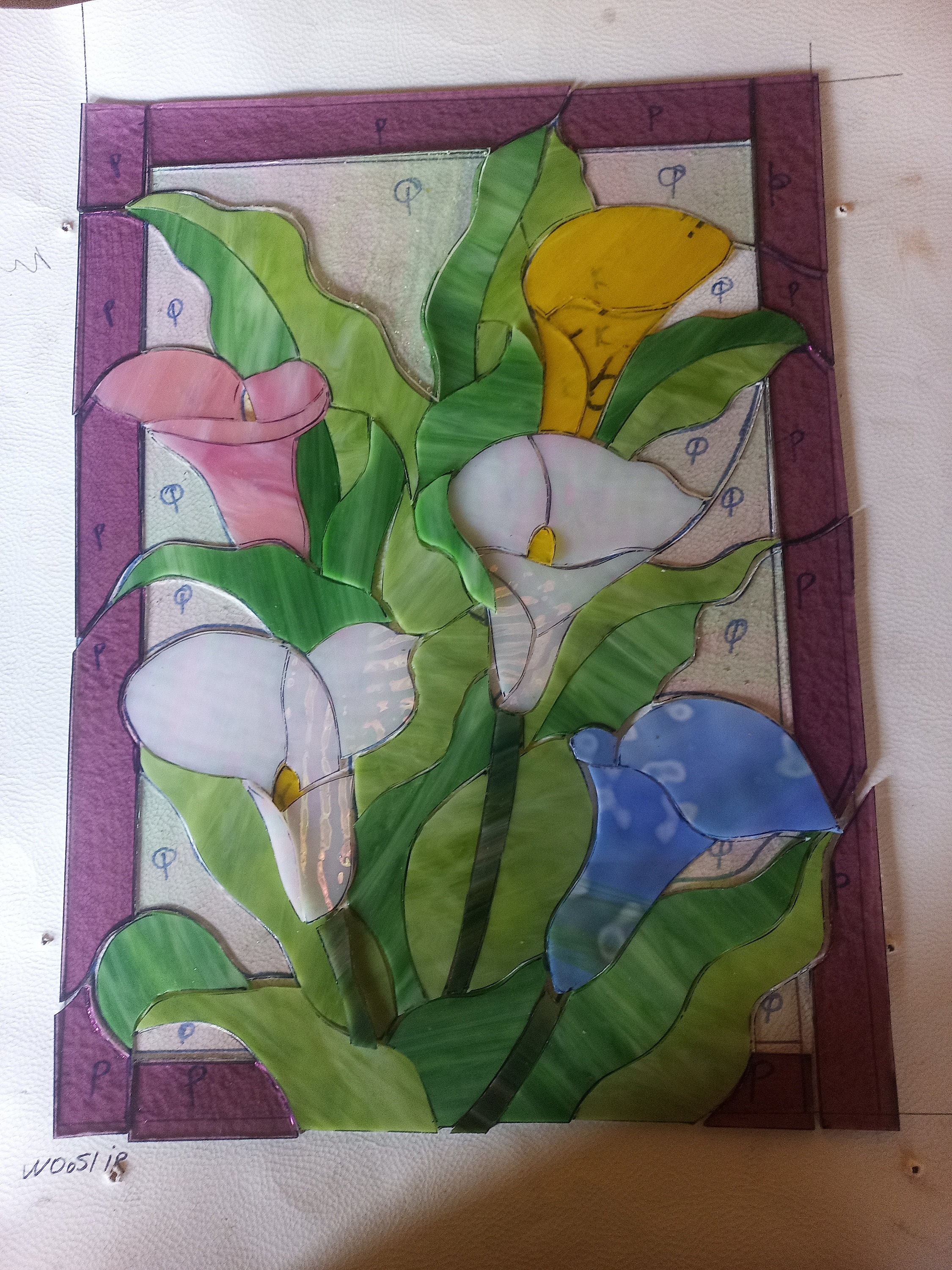 Calla Lily Flower Stained Glass Panel Suncatchers Custom Stained Glass ...