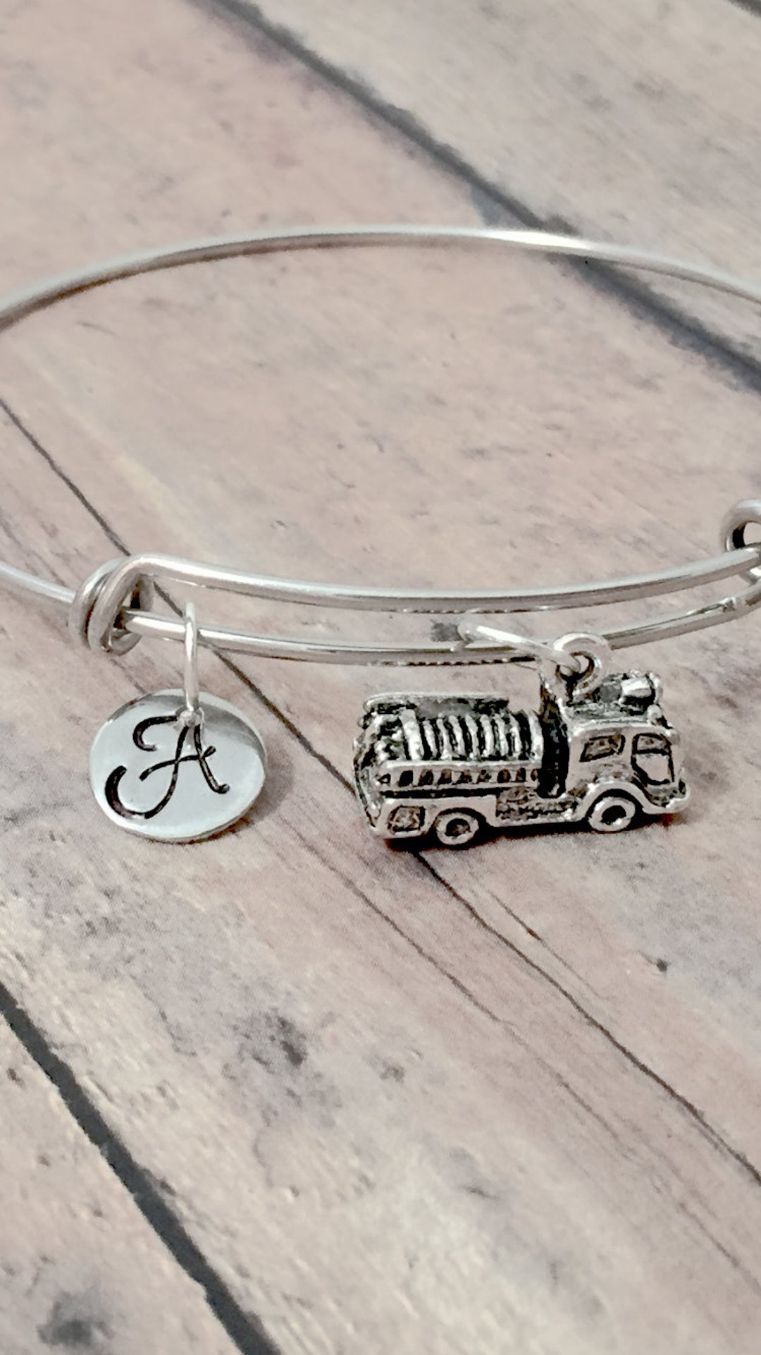 Fire Engine Initial Bangle Fire Truck Jewelry, Fireman Jewelry ...