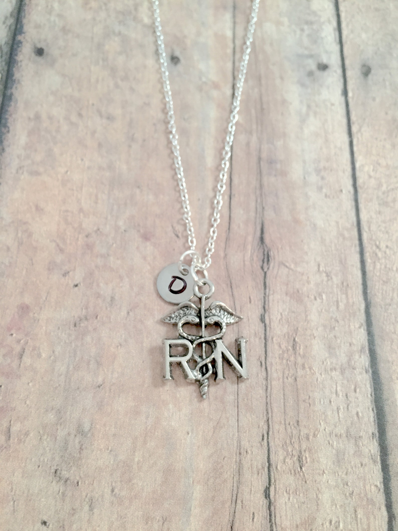 Registered Nurse initial necklace RN jewelry nurse jewelry | Etsy